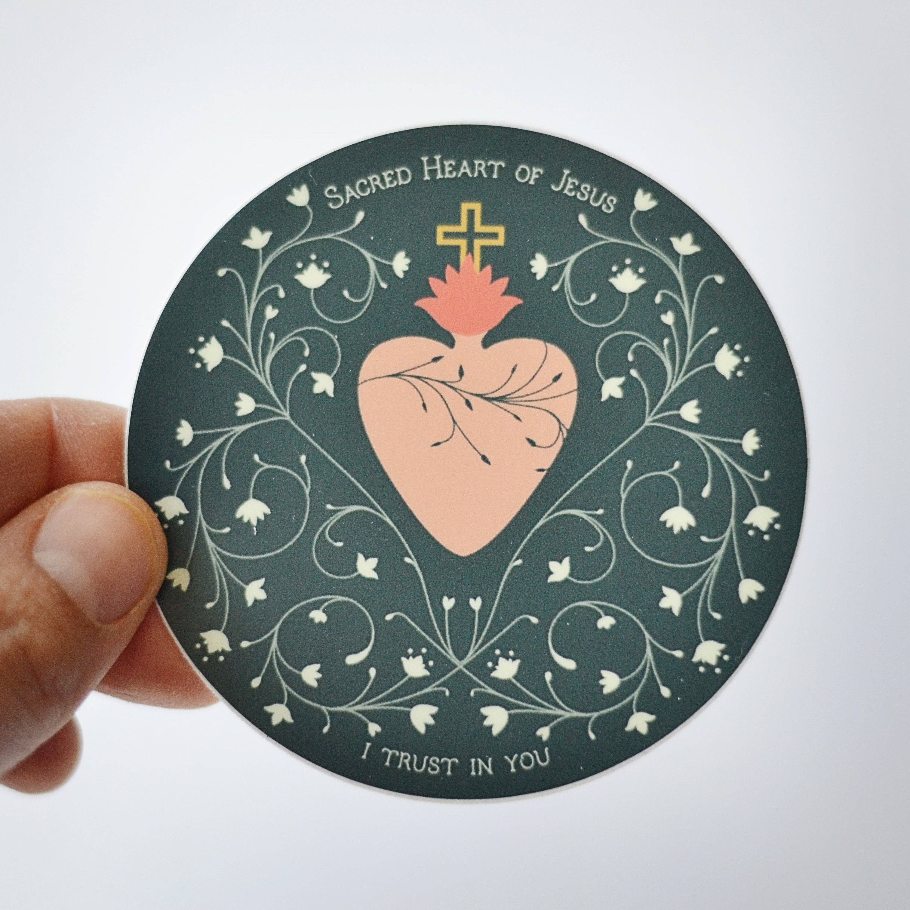 Sacred Heart Circle Sticker – Simple Catholic Designs